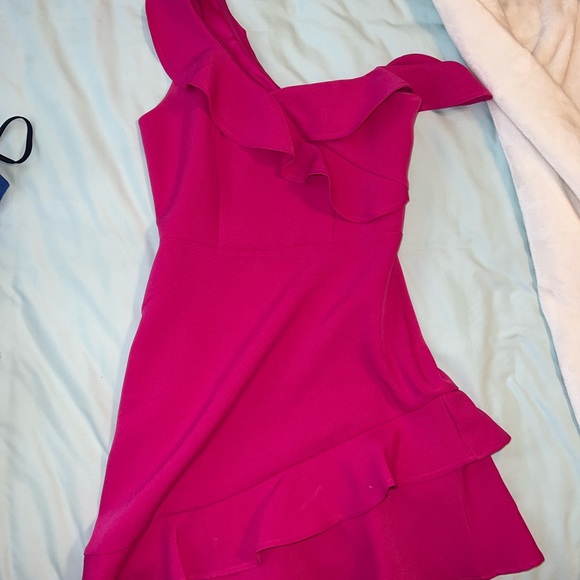 Express | Dresses | Pink Ruffle One Shoulder Express Cocktail Dress ...